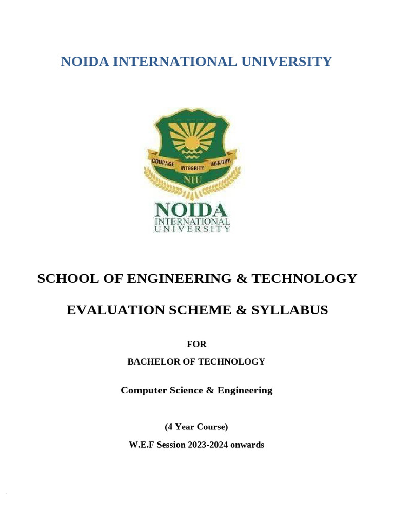 B.Tech Computer Science Syllabus 2023-24 | PDF | Integral | Chemistry