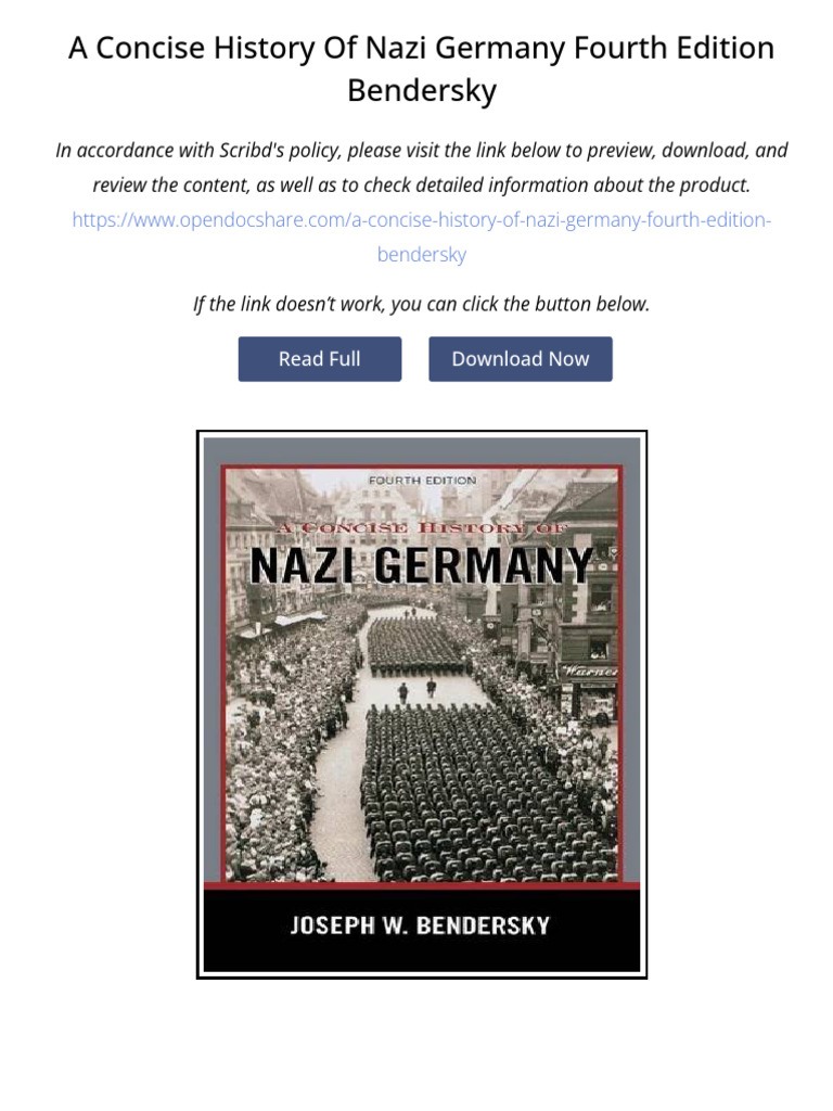 A concise history of Nazi Germany Fourth Edition Bendersky digital ...