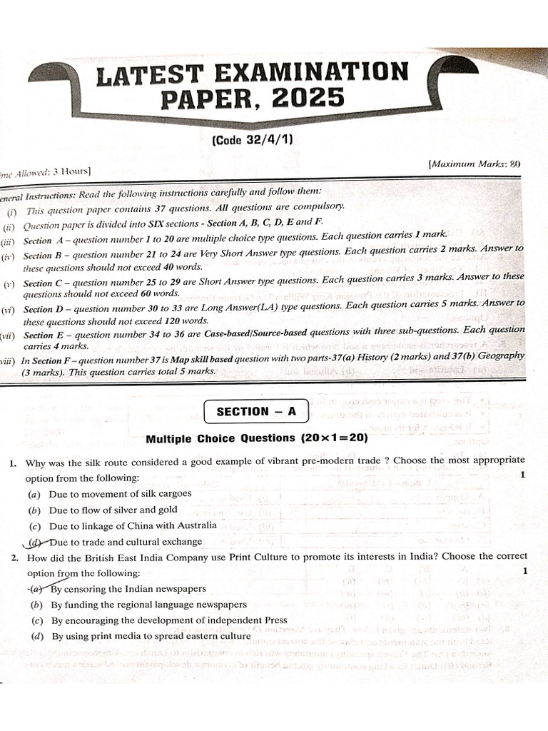 Latest Examination Paper 25 | PDF