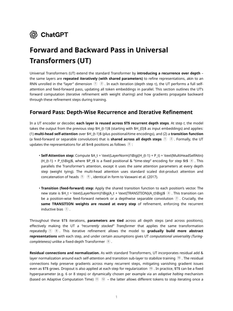 Universal Transformers: Forward & Backward Pass | PDF | Applied ...