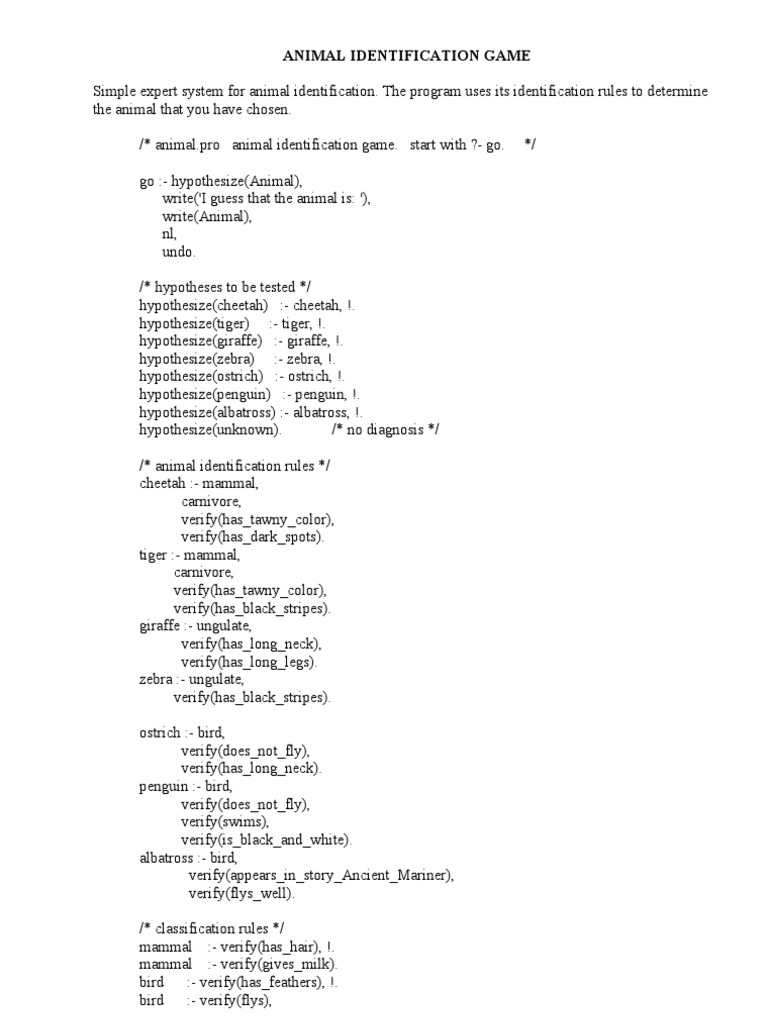 Animal Identification Game | PDF | Mammals | Birds