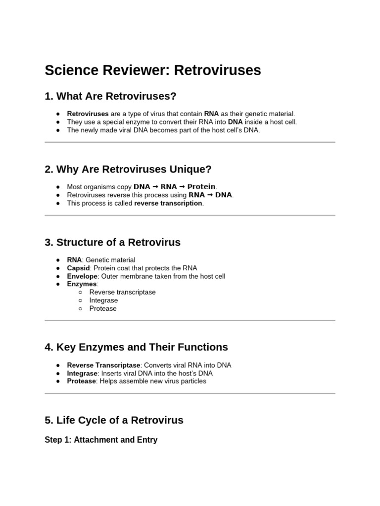 Understanding Retroviruses: Key Concepts | PDF | Retrovirus | Virus