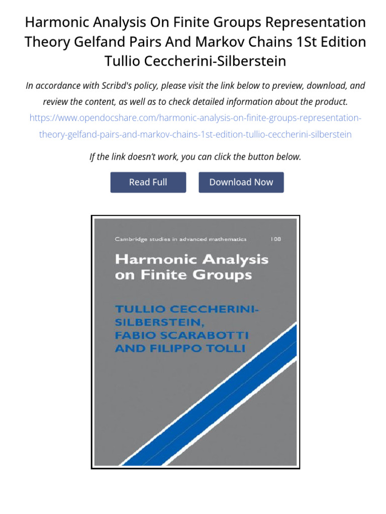 Harmonic analysis on finite groups representation theory Gelfand pairs ...