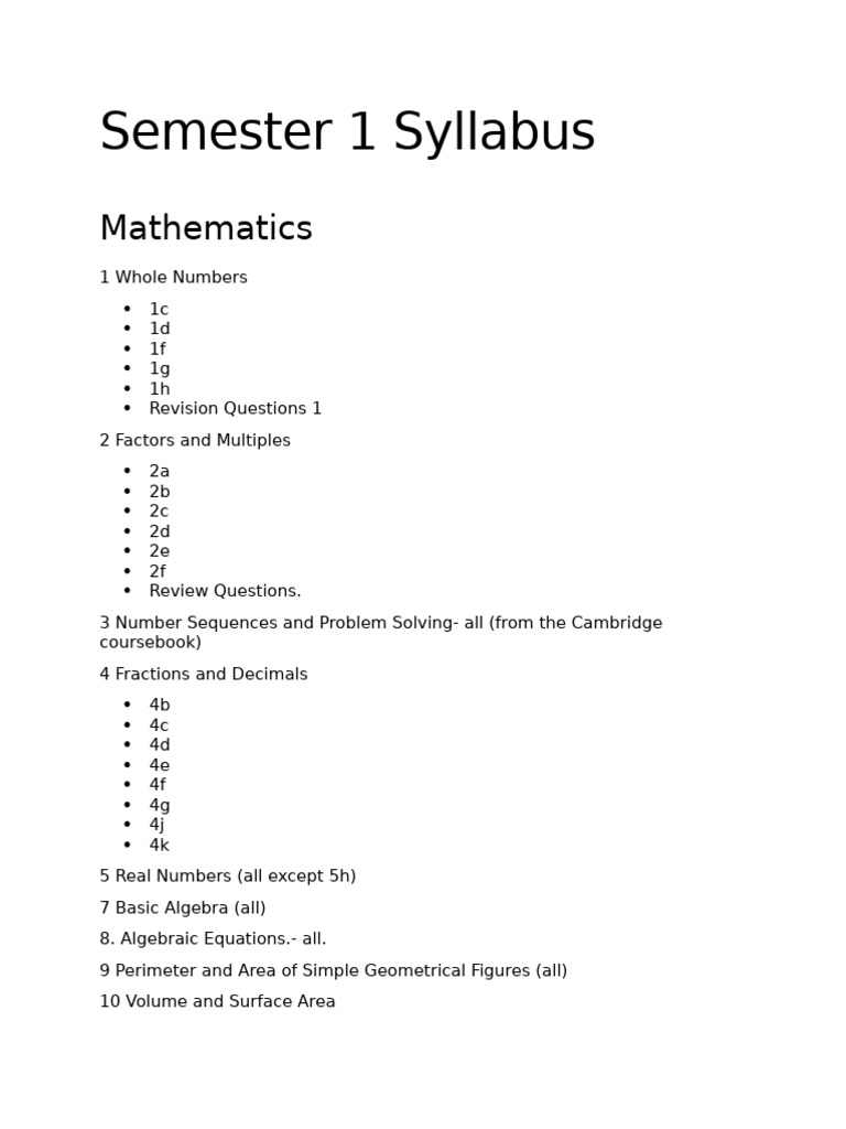 Semester 1 Syllabus. Improvised. | PDF | English Language | Grammar