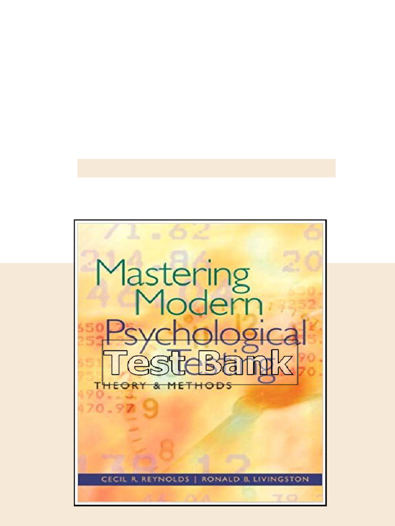 Mastering Modern Psychological Testing Theory and Methods 1st Edition ...