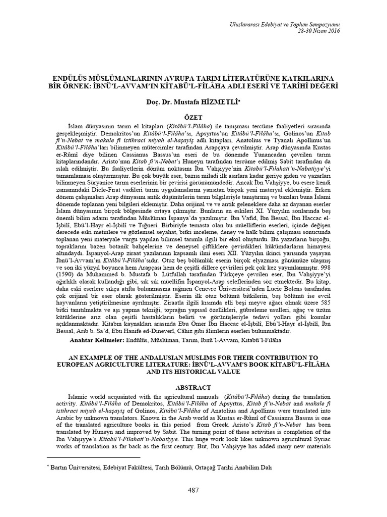Endulus Muslumanlarinin Avrupa Tarim Lit | PDF
