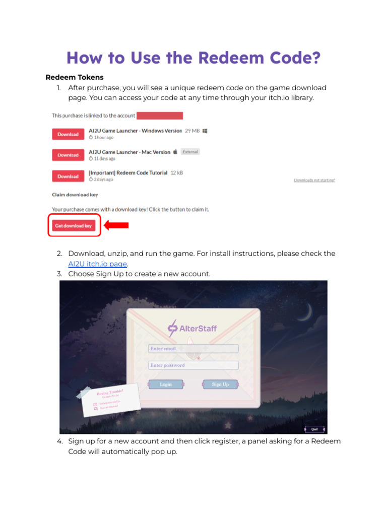 Itch - Io - Redeem Code Tutorial | PDF