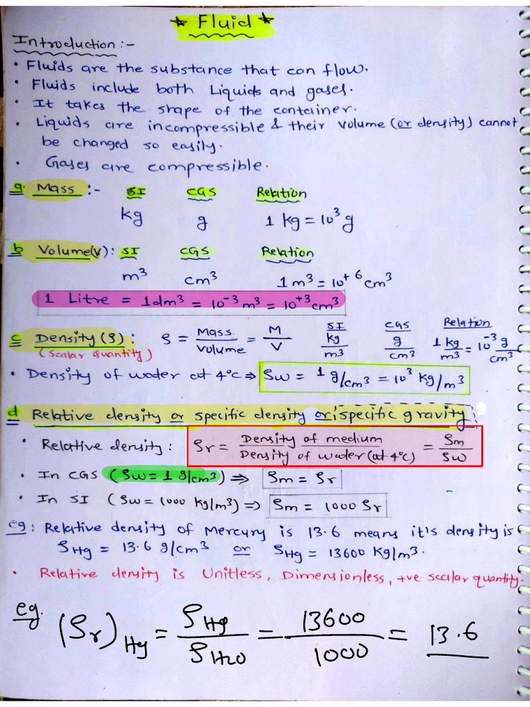 FLUID - Viscosity Handwritten Notes | PDF | Applied And ...