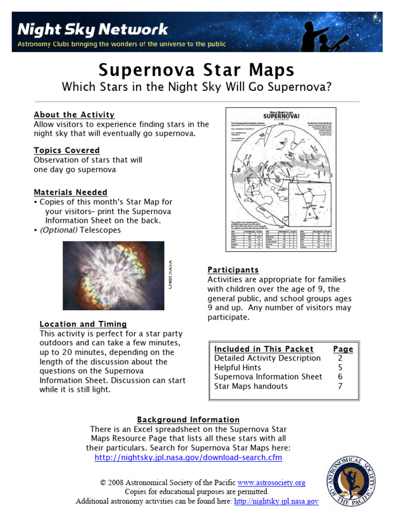 Supernova Star Map Activity Guide | PDF | Stars | Supernova