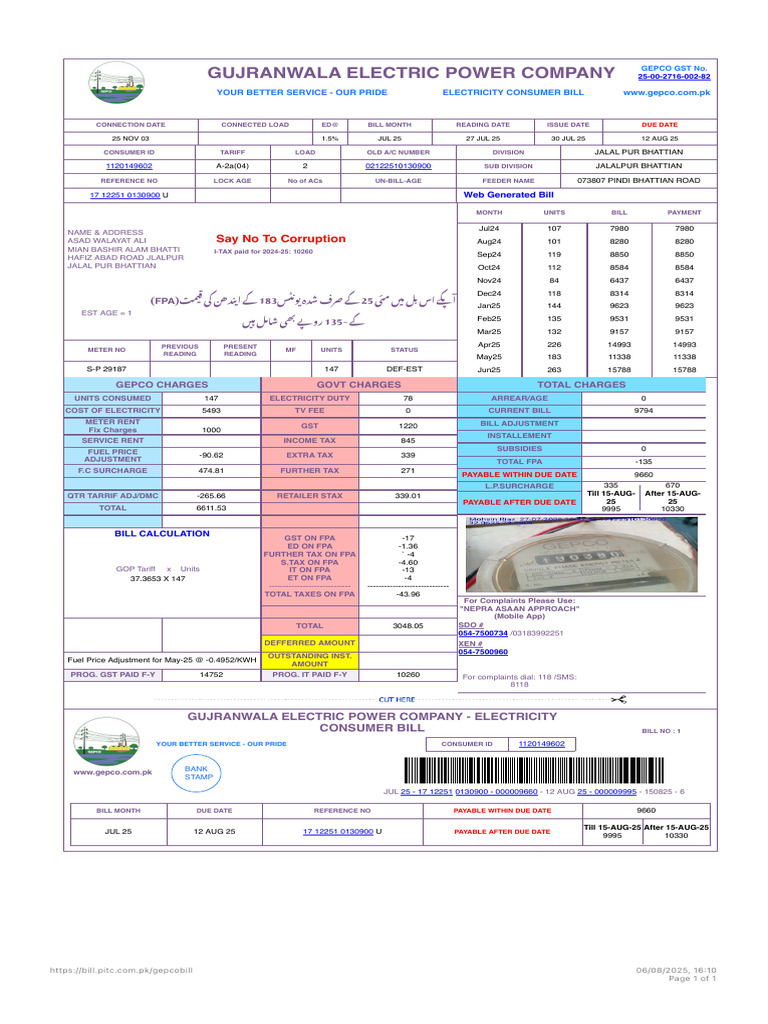 Gujranwala Electric Power Company: Say No To Corruption | PDF