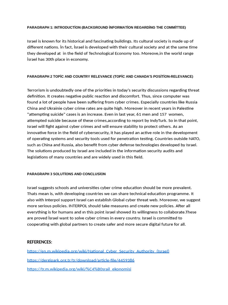 POSİTİON PAPER kopyası kopyası | PDF | Cybercrime | Israel