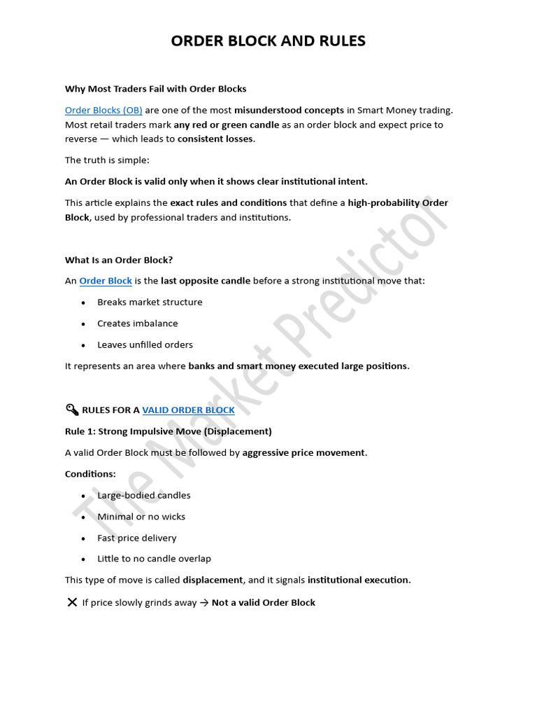 Mastering Order Blocks in Trading | PDF | Market Trend | Market (Economics)