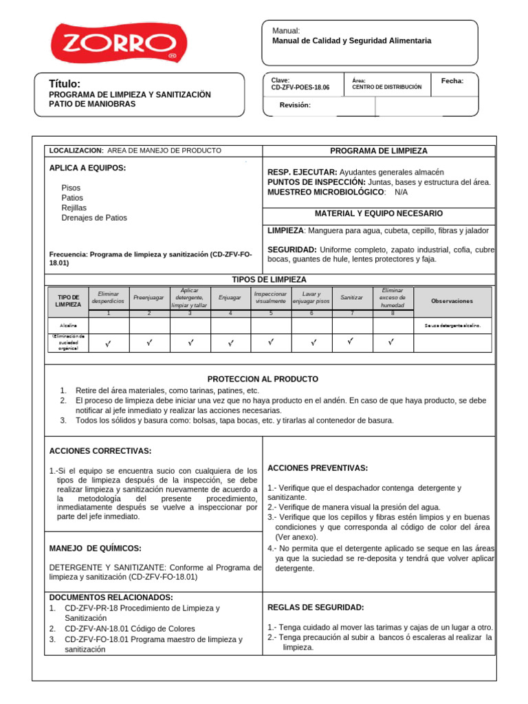 CD-ZFV-POES-18.06 Patio de Maniobras CargaDescarga | PDF | Detergente ...
