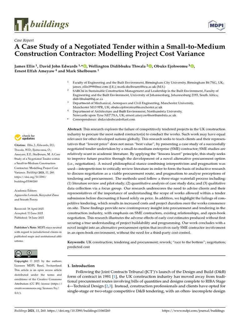 Negotiated Tender Case Study in Construction | PDF | Pound Sterling ...