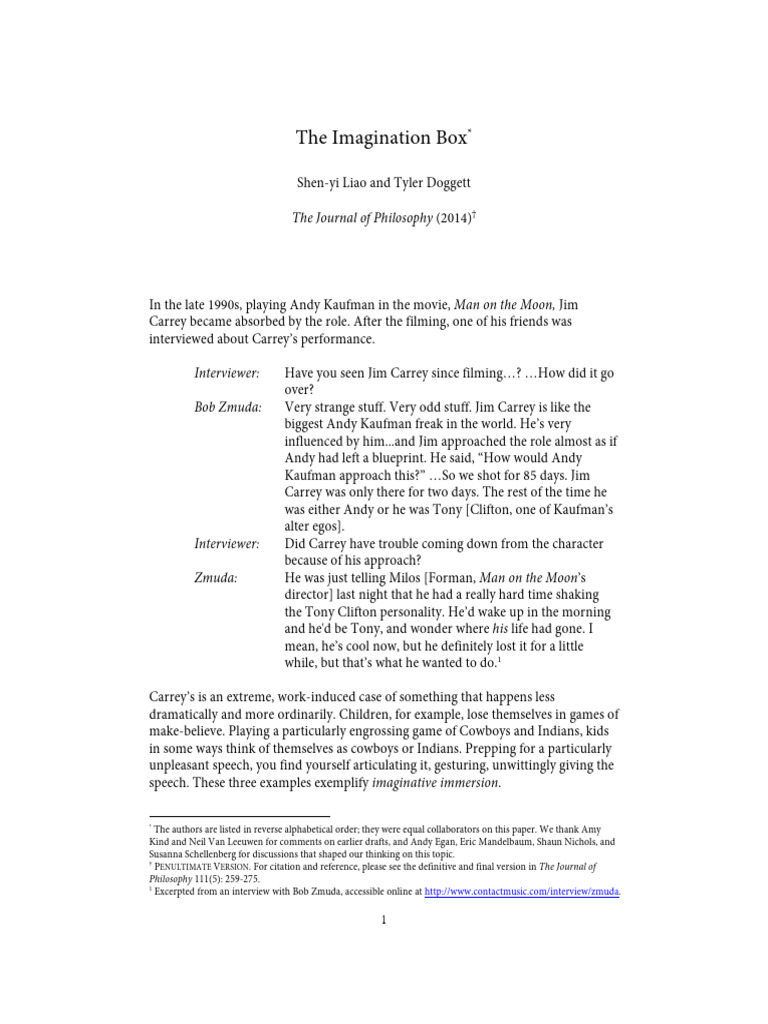 The Imagination Box | PDF | Attitude (Psychology) | Mind