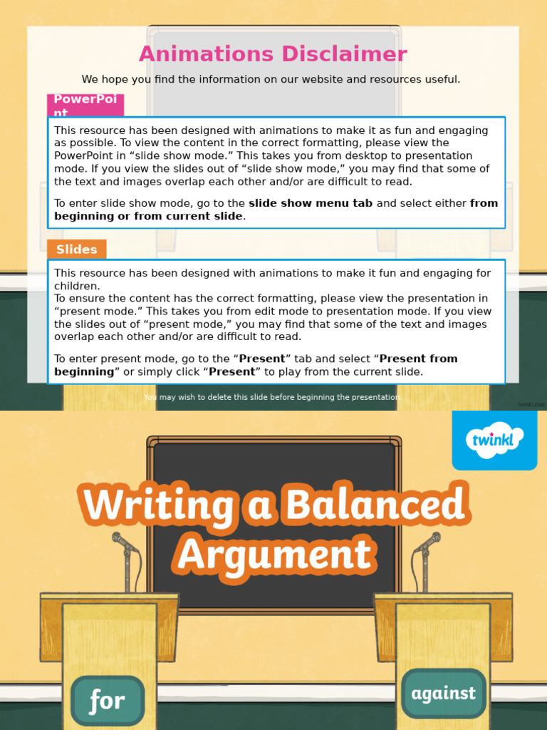 Copy of Writing a Balanced Argument Powerpoint Google Slides for 6th ...