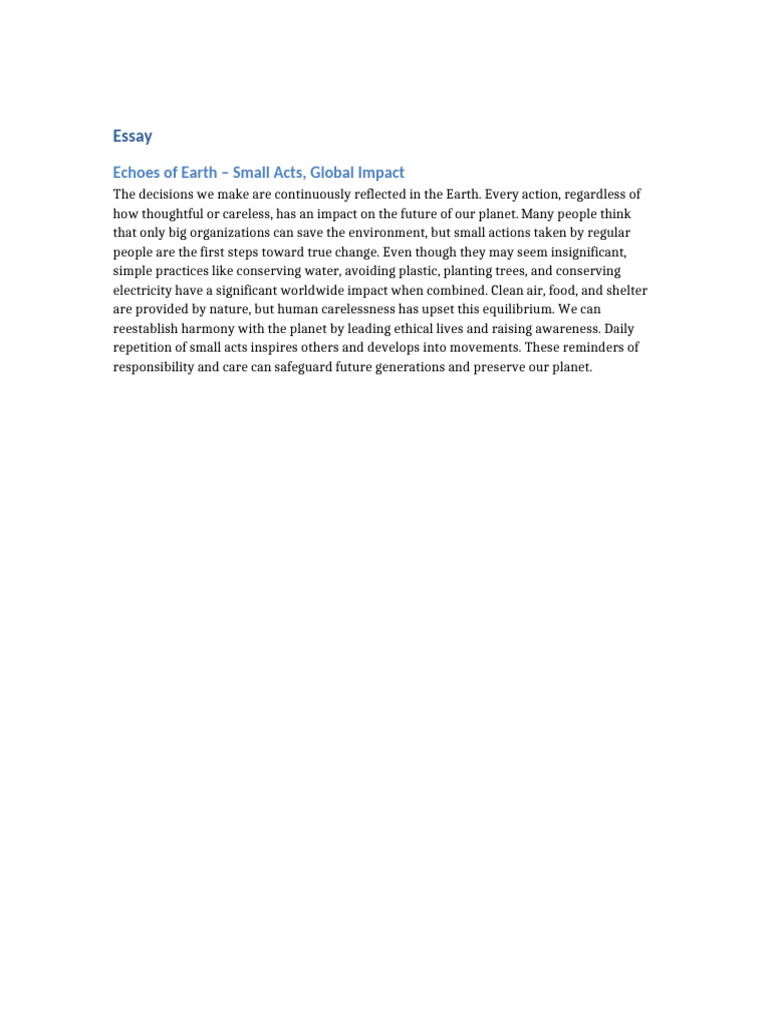 Echoes of Earth Essay | PDF
