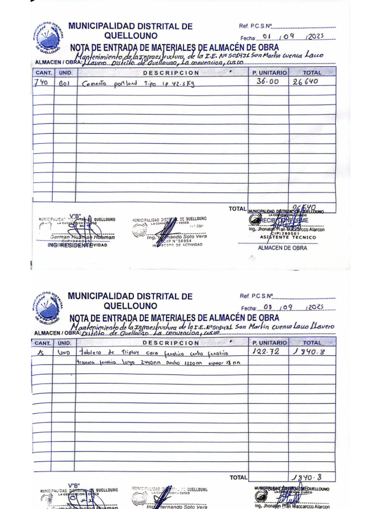Notas de Entrada | PDF