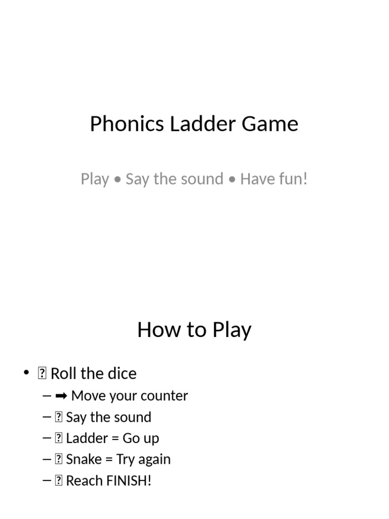 Phonics Ladder Game Instructions | PDF