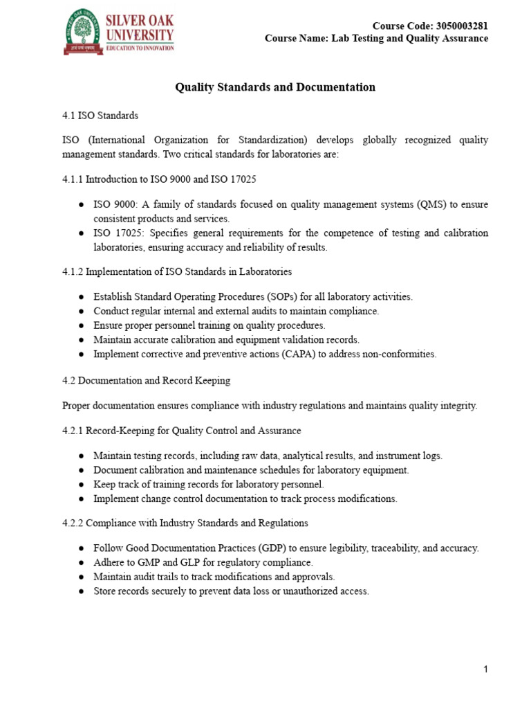 Lab Testing & ISO Quality Standards | PDF | Regulatory Compliance ...