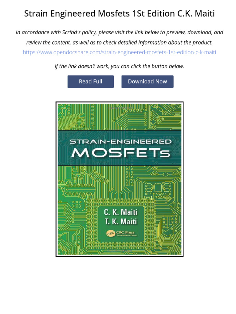 Strain Engineered MOSFETs 1st Edition C.K. Maiti | PDF | Mosfet | Field ...