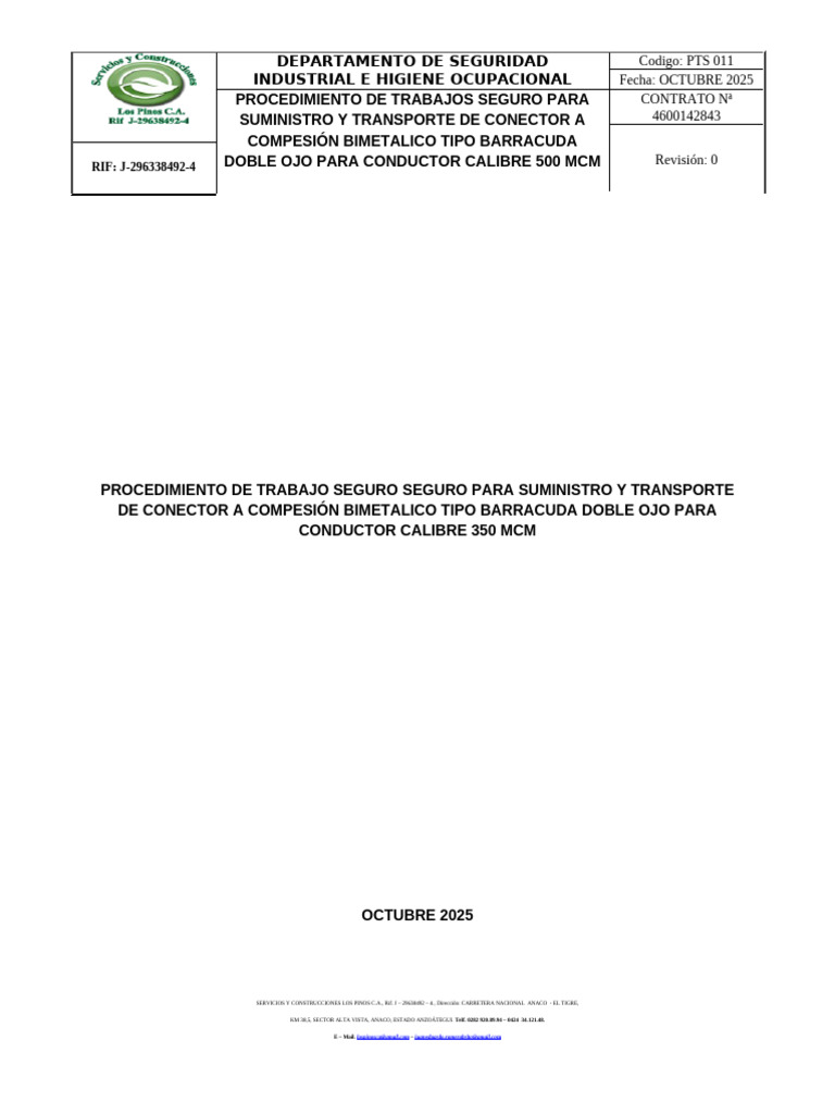 Pts 011 Suministro y Transporte de Conector a Compresion Para Conductor ...