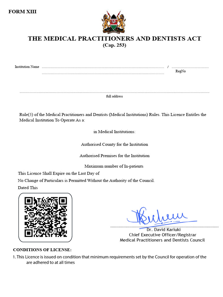Medical Institution License Certificate | PDF