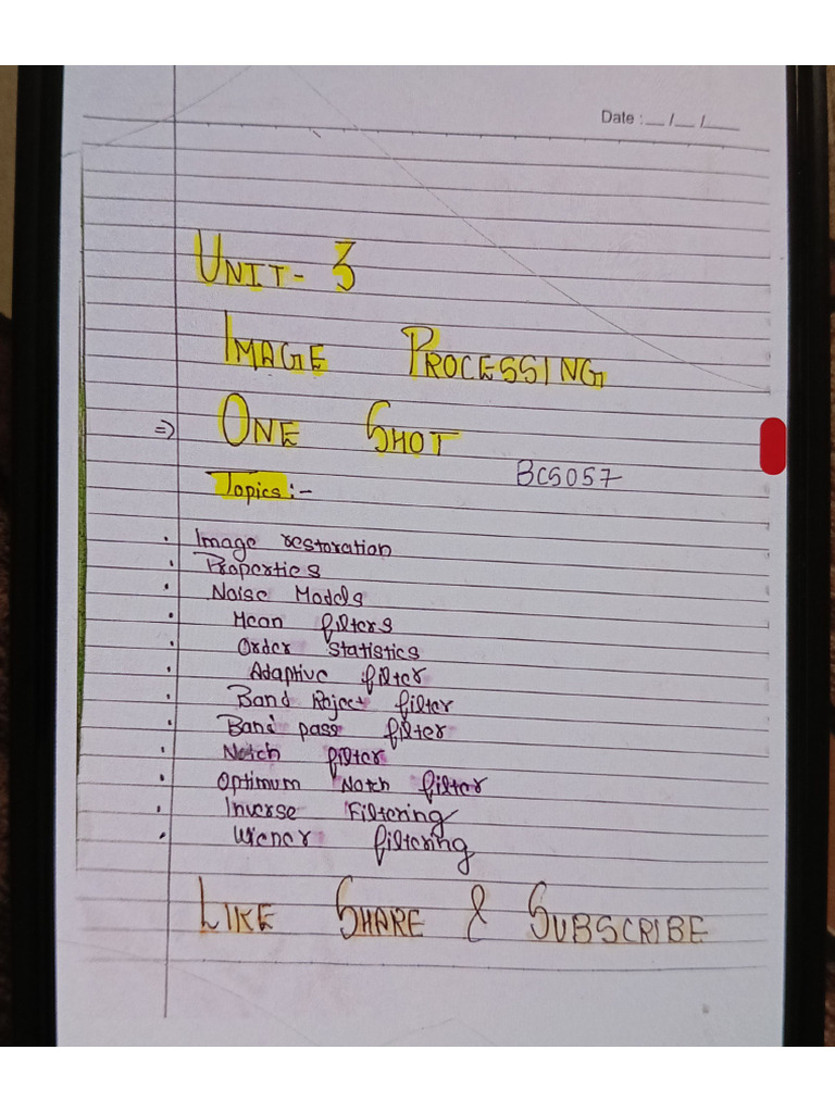 Unit - 3 Image Processing | PDF