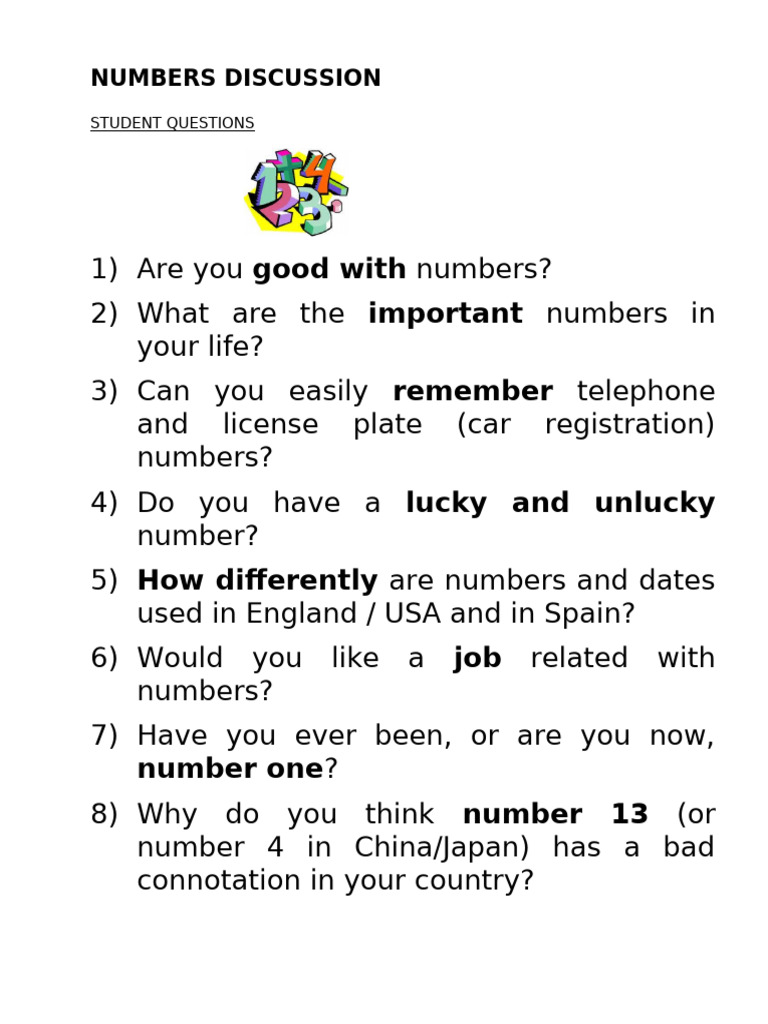 Engaging Questions About Numbers | PDF