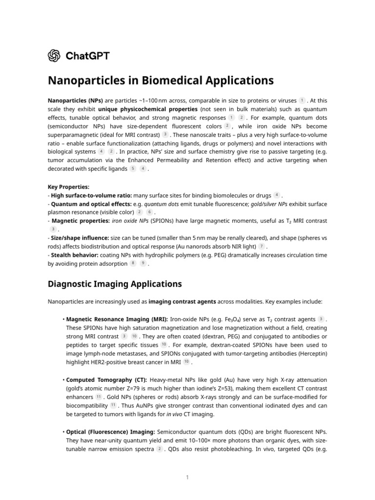 Nanoparticles in Medicine: Applications & Benefits | PDF | Nanoparticle ...
