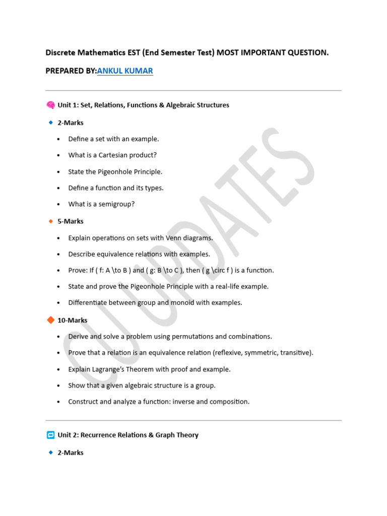 Discrete Mathematics EST | PDF | Function (Mathematics) | First Order Logic