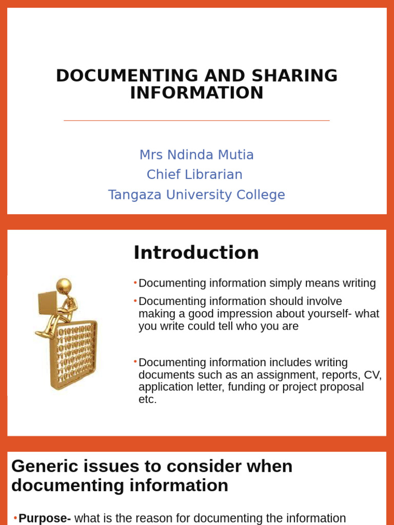 Topic 8 Documenting and Sharing Information | PDF | Information | Résumé