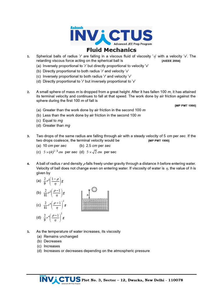 Fluid Mechanics: Viscosity and Motion | PDF | Drag (Physics) | Viscosity