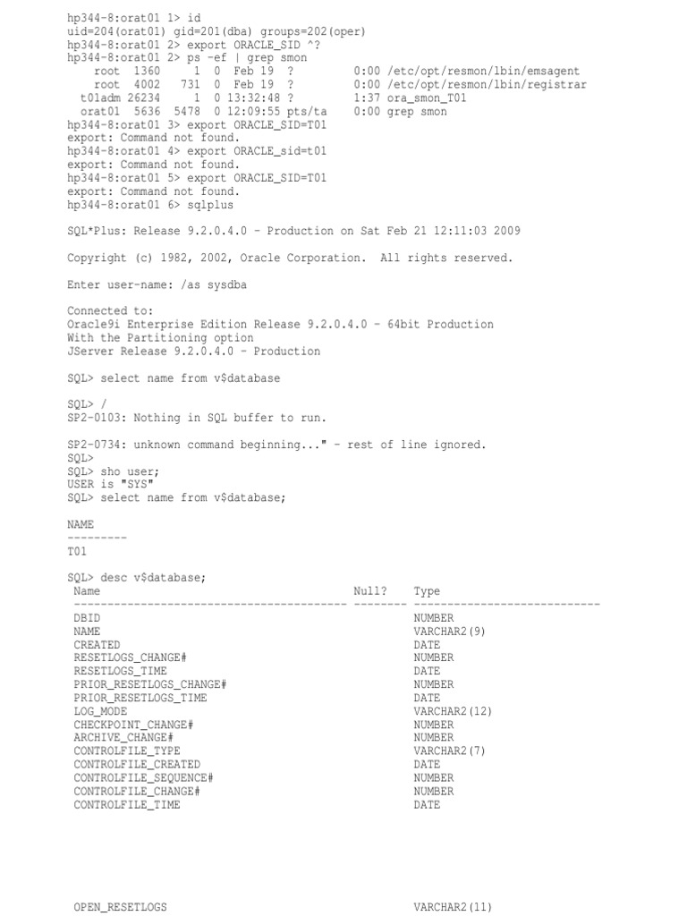 Data Base Commands | PDF | Oracle Database | Information Technology