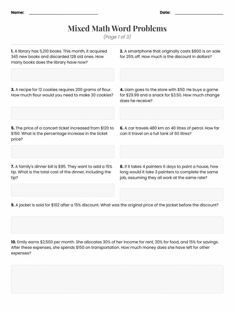 Mixed Math Word Problems Collection | PDF