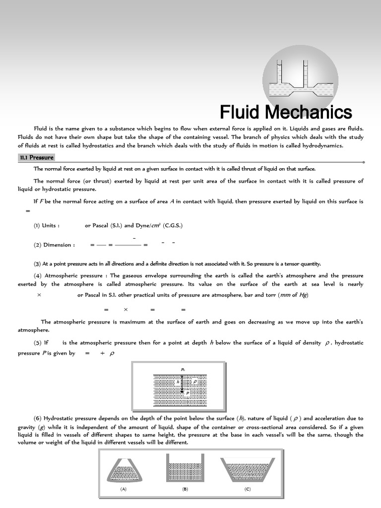 Fluid Mechanics: Pressure and Density Concepts | PDF | Buoyancy | Pressure