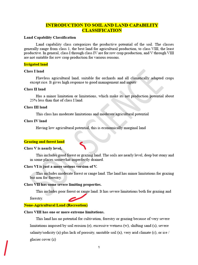 Soil and Land Capability Classes Explained | PDF