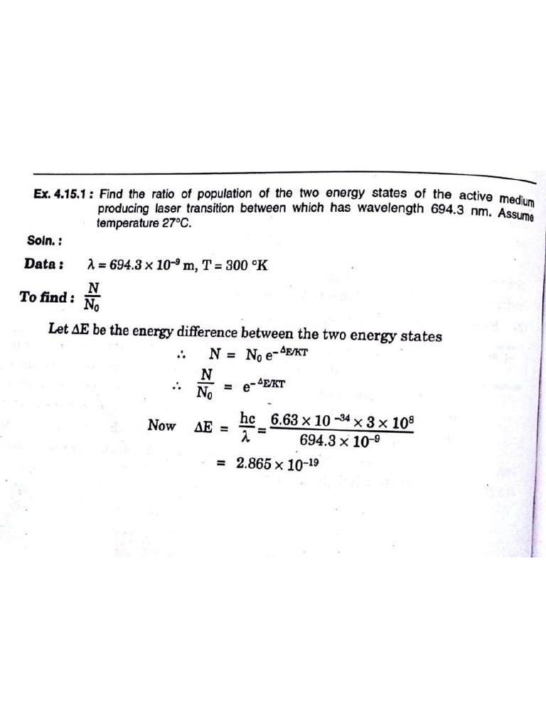 Population Inversion Numericals | PDF