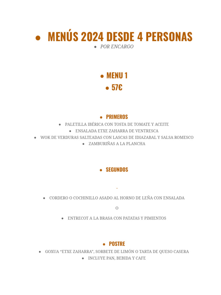 Menús 2024 para Grupos desde 4 Personas | PDF | ensalada | Cocina ...