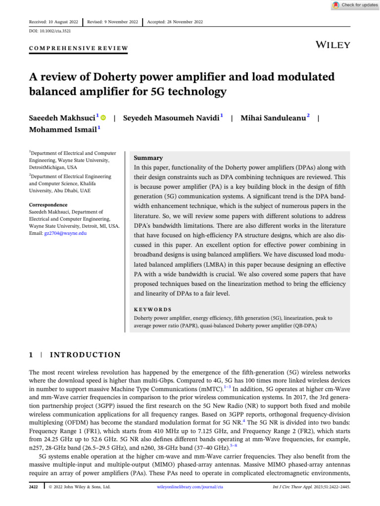 A Review of Doherty Power Amplifier and Load Modulated Balanced ...