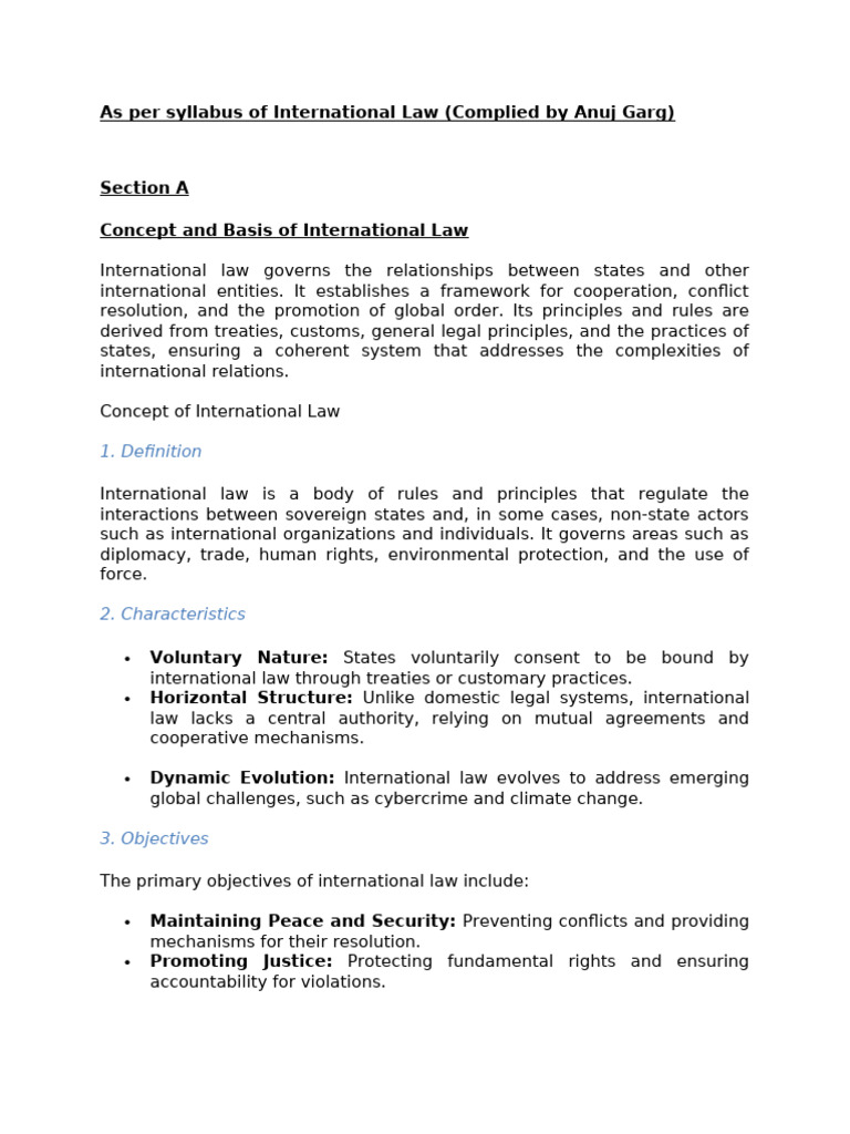 LLM Ist Sem - International Law-Anuj Garg | PDF | Territorial Waters ...