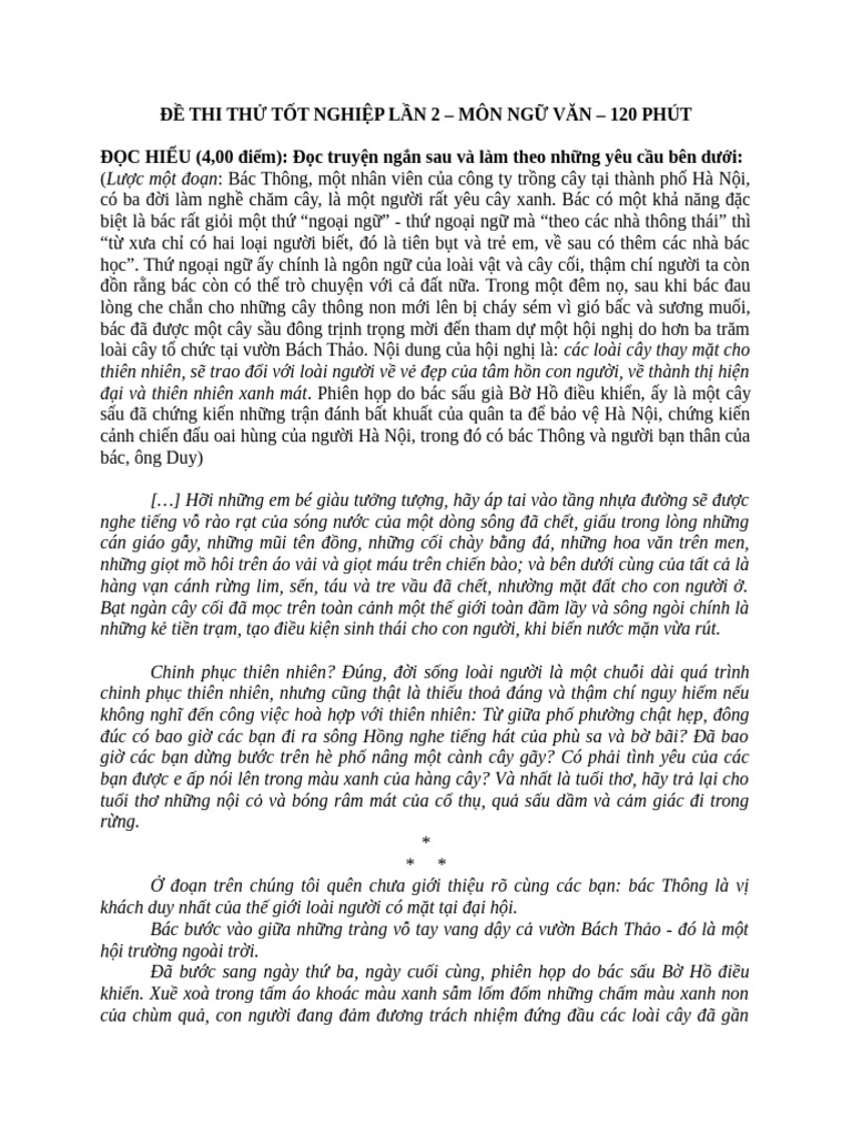 Lop 12 - Thi Thử Cuối Kì | PDF