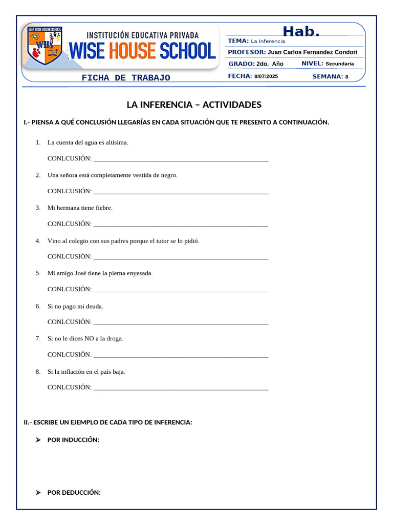 La Inferencia - 2do Sec. | PDF