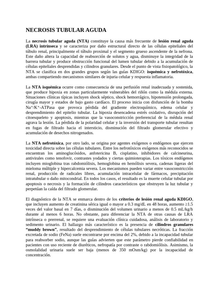 Necrosis Tubular Aguda | PDF | Especialidades Medicas | Riñón