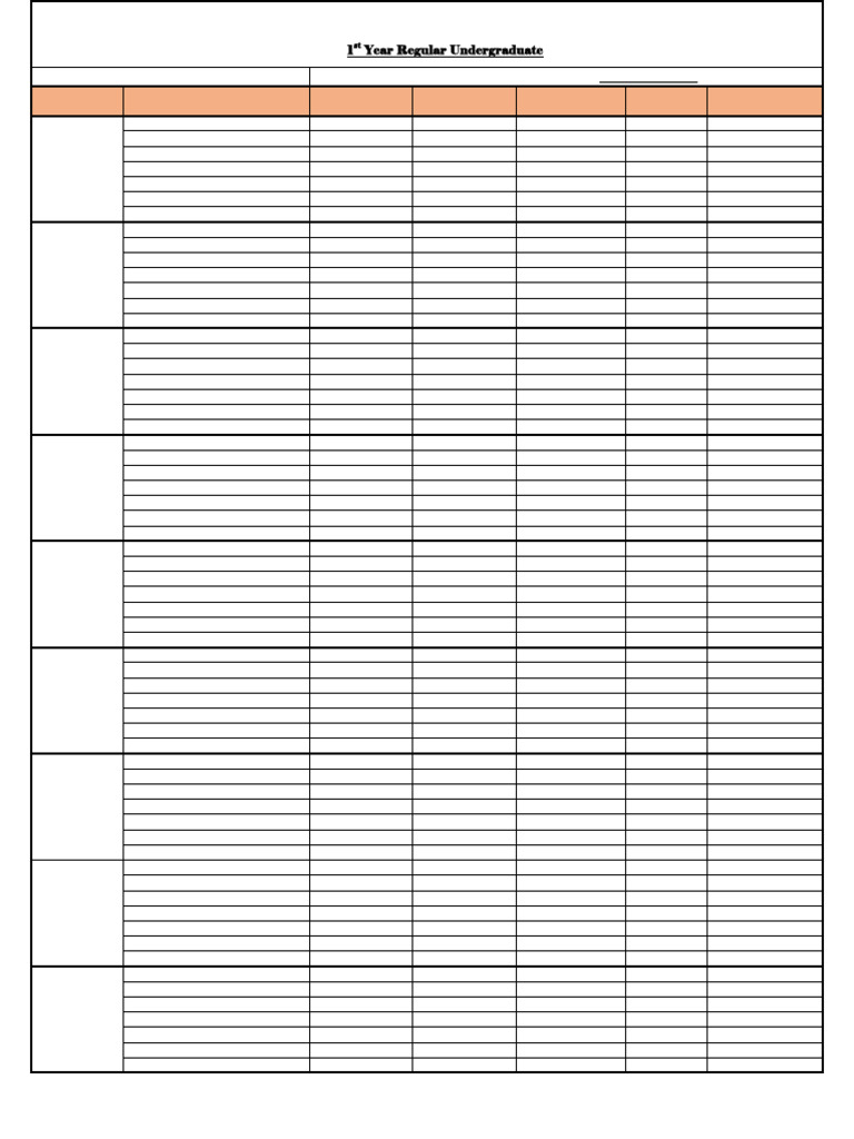 Freshman 1st Semester Class Schedule for Regular Undergraduate Students ...