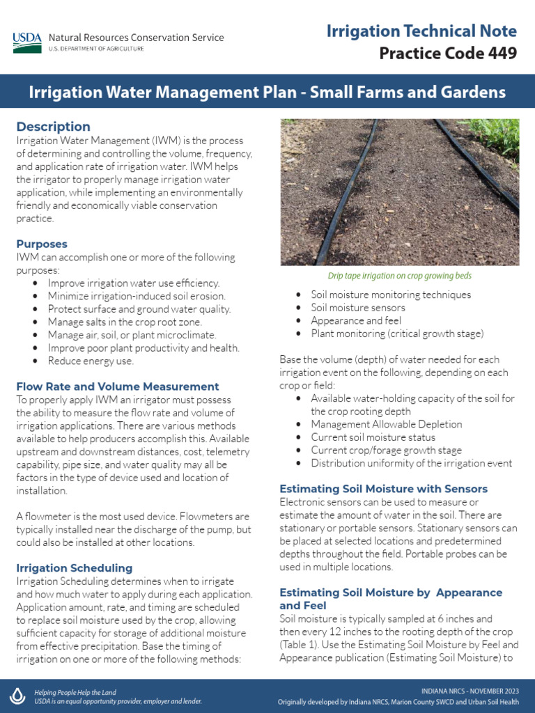 Irrigation Water Management for Small Farms | PDF | Soil | Irrigation