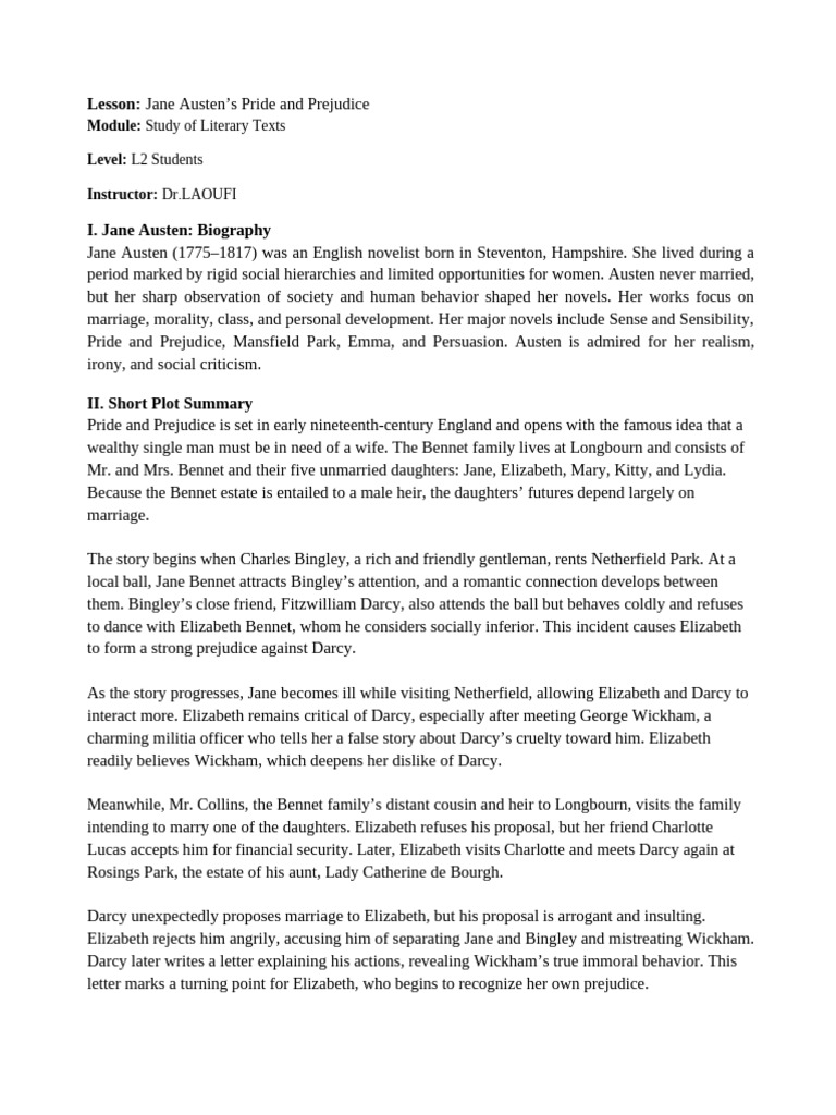 Analyzing Pride and Prejudice Themes | PDF | Pride And Prejudice | Mr ...