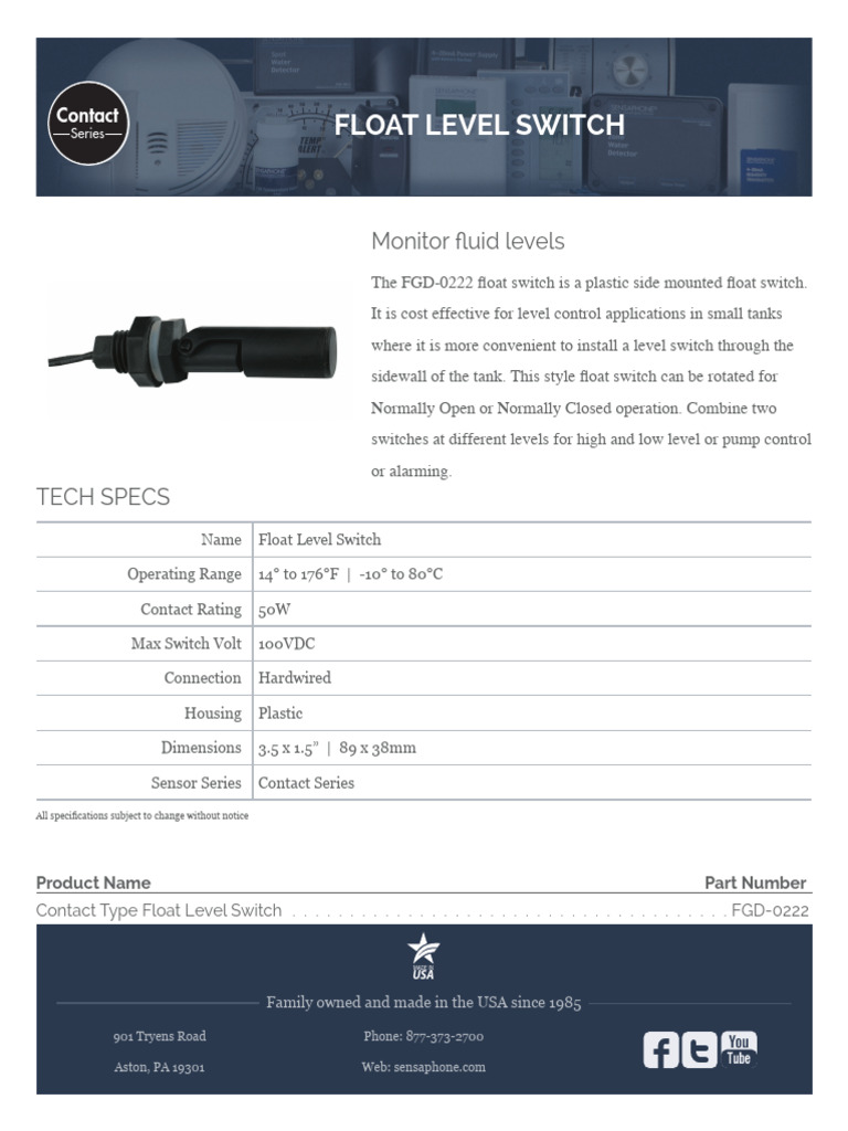 Float Level Switch: Monitor FL Uid Levels | PDF