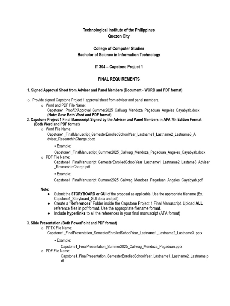 IT 304 Capstone Project 1 Final Requirements | PDF | Computer File ...