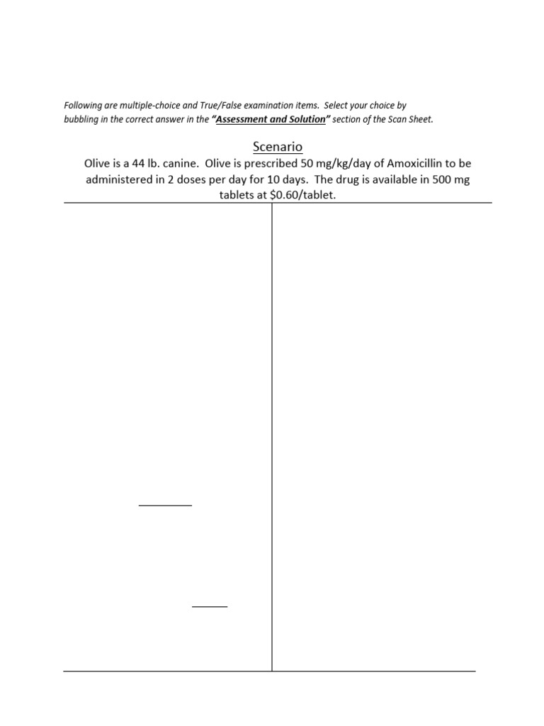 Veterinary Science Dosage Calculation Quiz | PDF | Dose (Biochemistry ...
